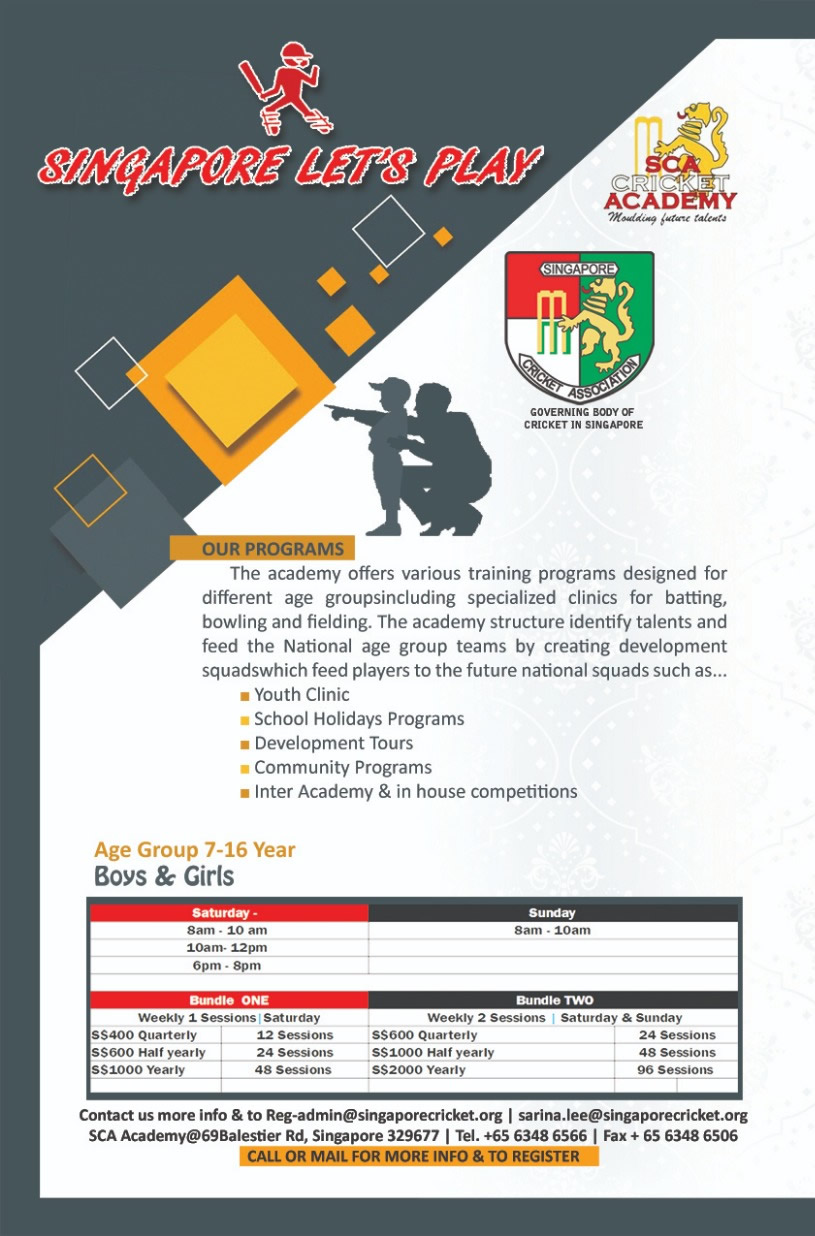 SCA Cricket Academy | Singapore Cricket Association